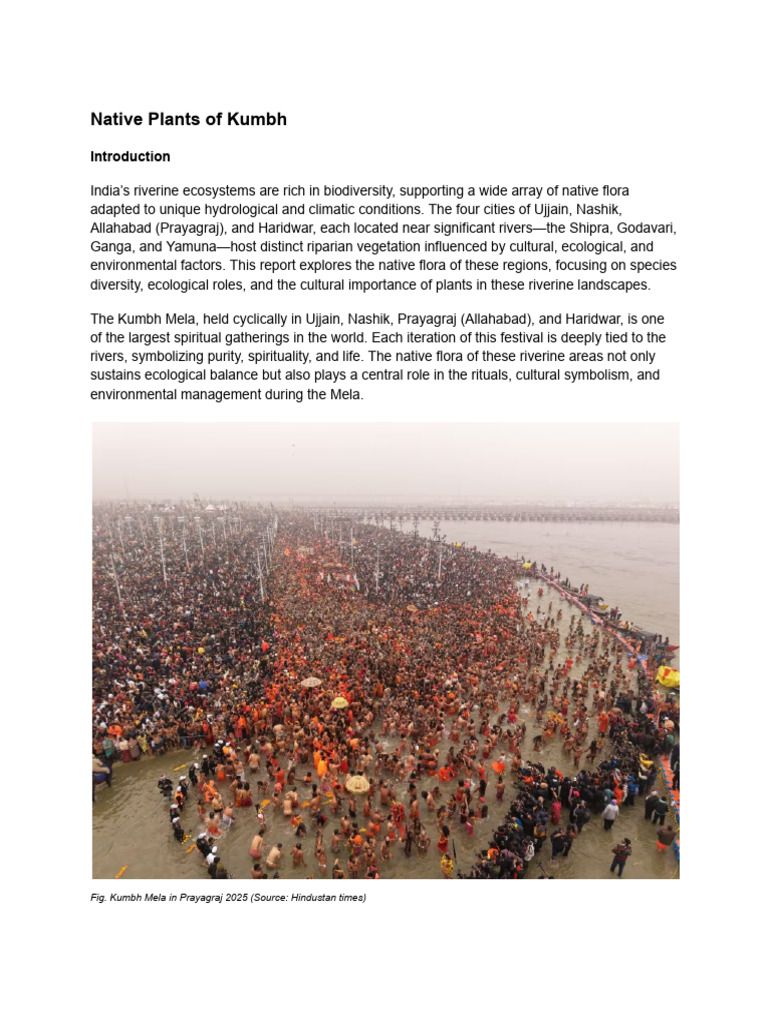 Native Flora and Kumbh Mela Insights | PDF | Riparian Zone | Wetland