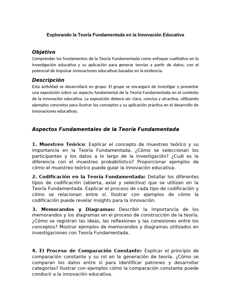 Teoría Fundamentada en Innovación Educativa | PDF | Teoría | Innovación