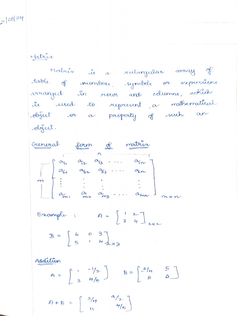 matrices notes | PDF