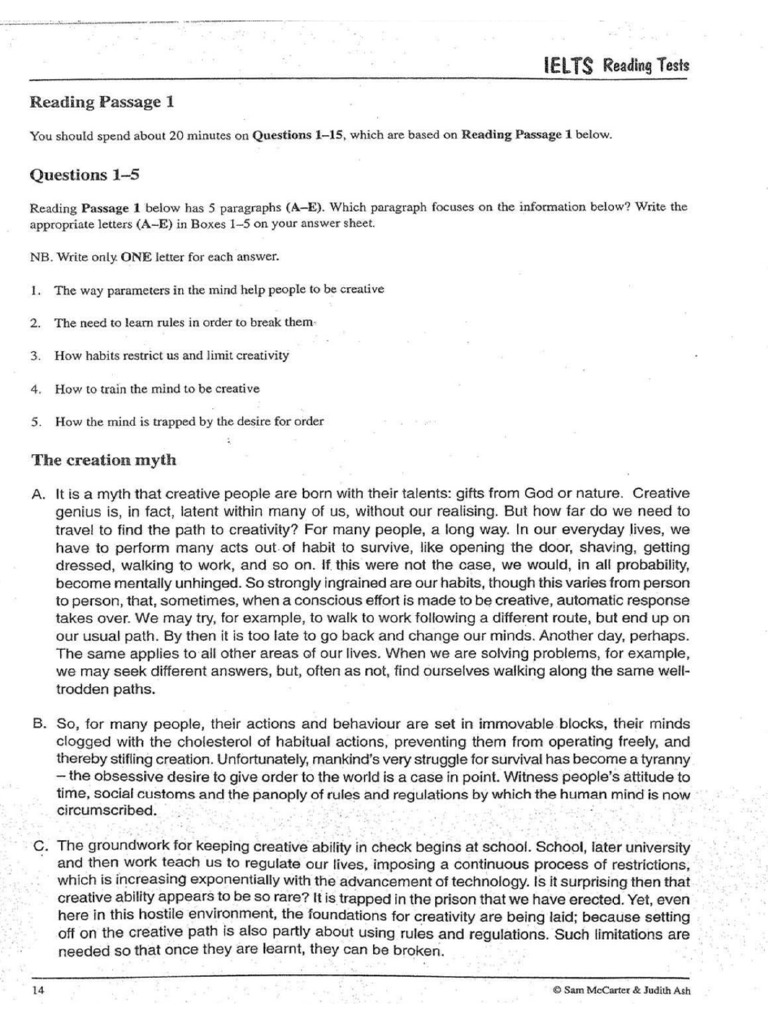 Reading Test Sample (Ilets) | PDF