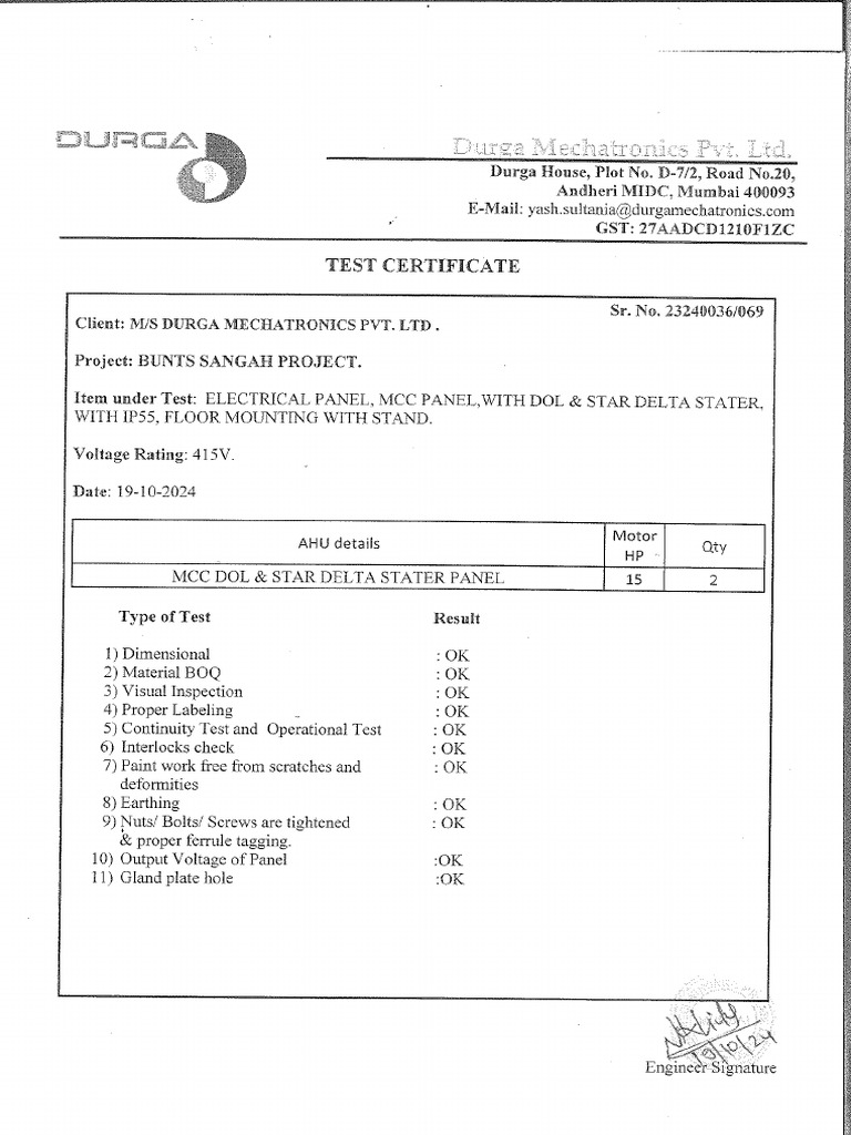 15hp MCC Dol & Star Delta Stater (19!10!2024) | PDF