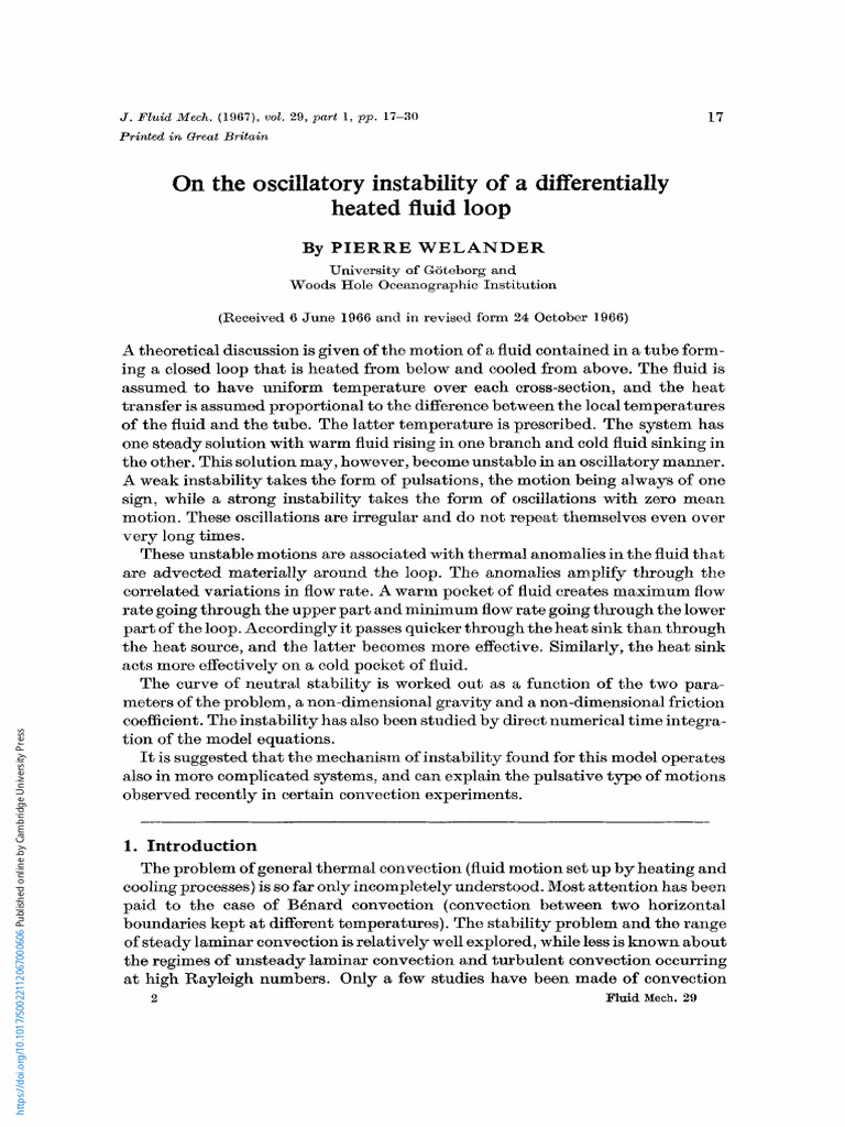 On The Oscillatory Instability of A Differentially Heated Fluid Loop ...