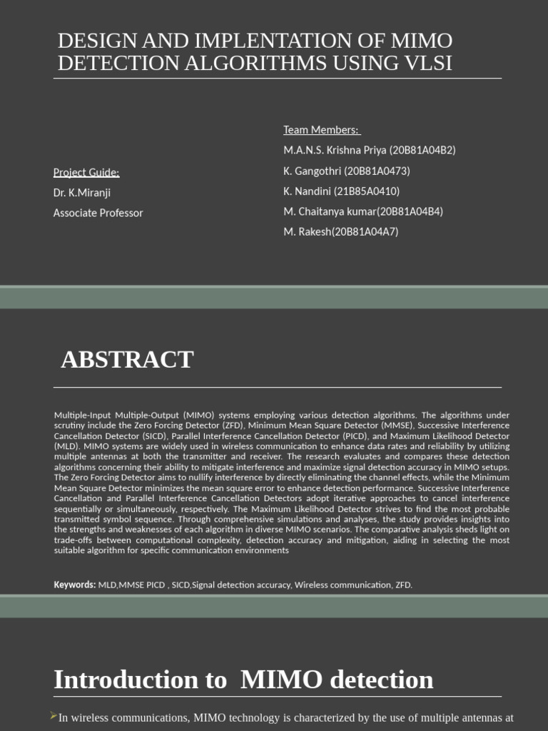 Performance Comparision Between Mimo Detection Review2 | PDF | Mimo | Telecommunications