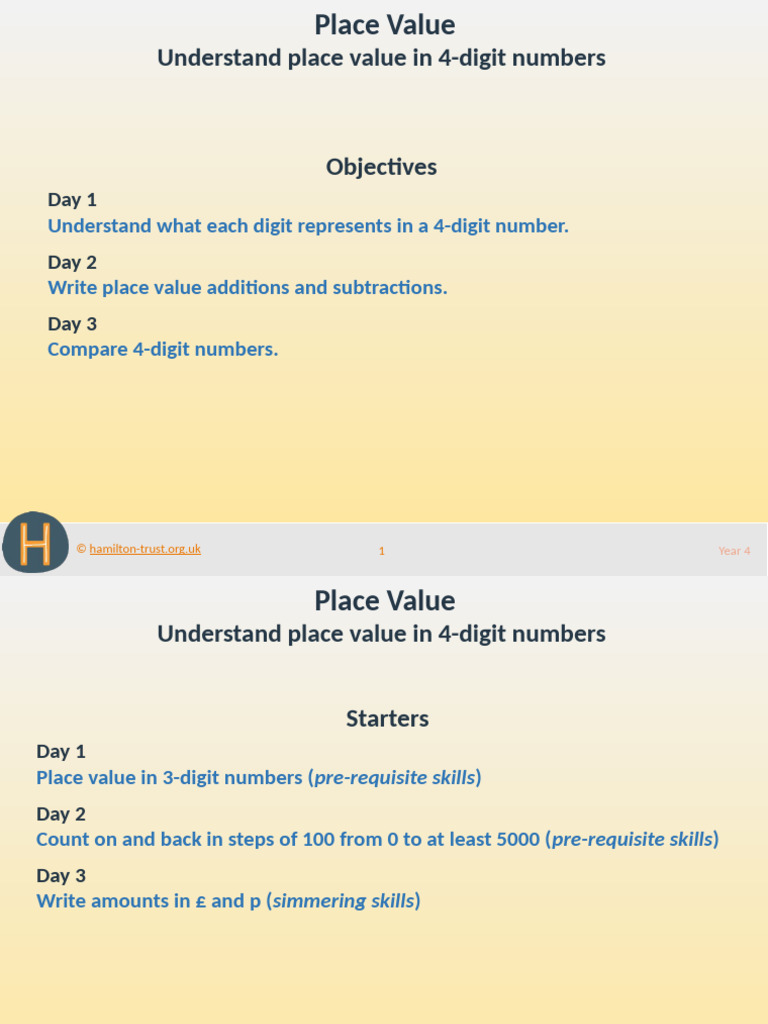 Year 4 Place Value in 4-Digit Numbers | PDF | Arithmetic | Numbers
