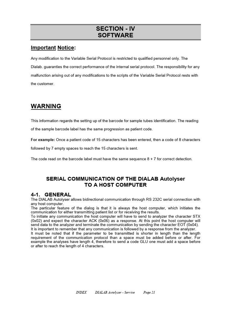 Host Transmission Specifications - Autolyser Dialab | PDF | String (Computer Science) | Ascii