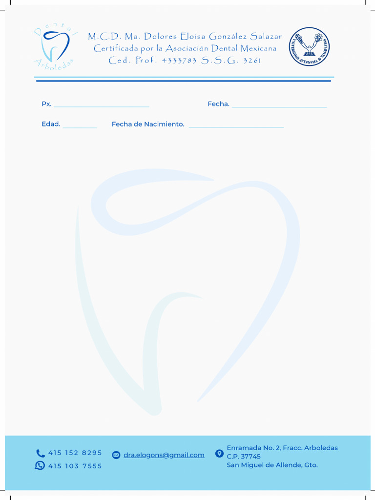 Documento A4 Receta Médica Dentista Moderno Azul | PDF