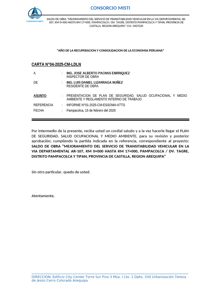 CARTA_DE_INFORME_DE_SSOMA | PDF