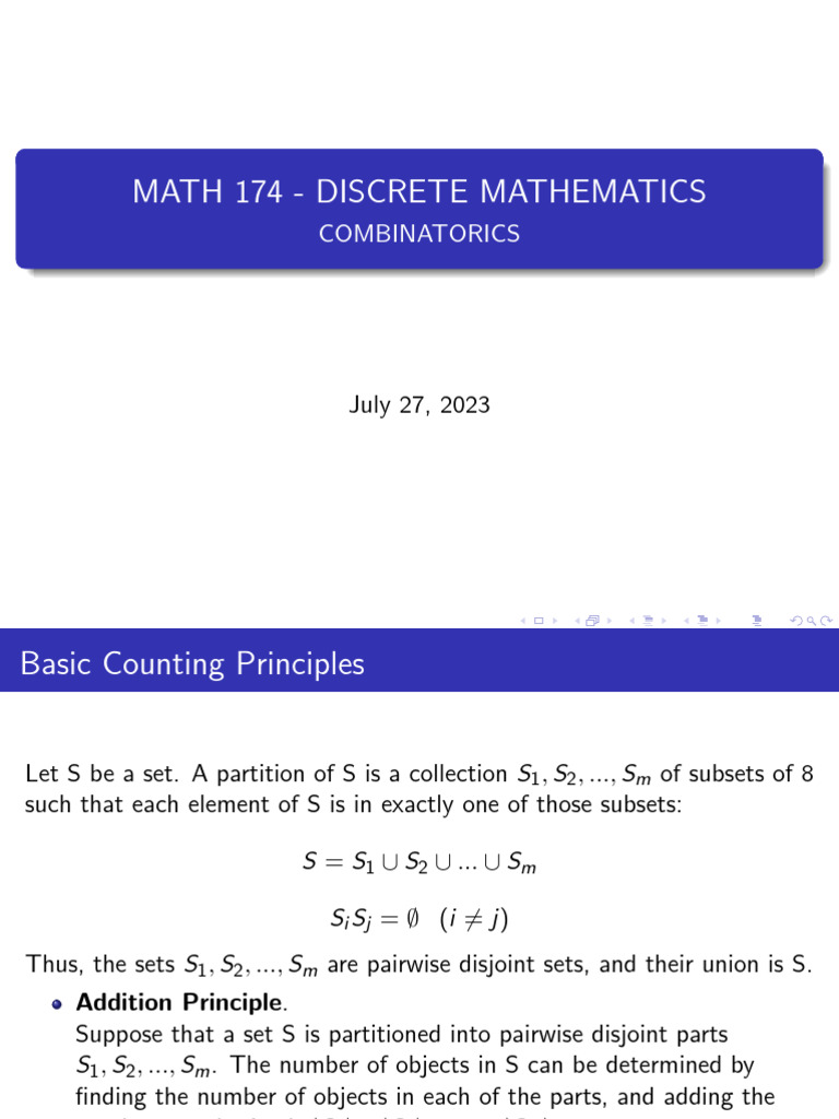 Discrete Mathematics: Counting Principles | PDF | Permutation | Mathematics