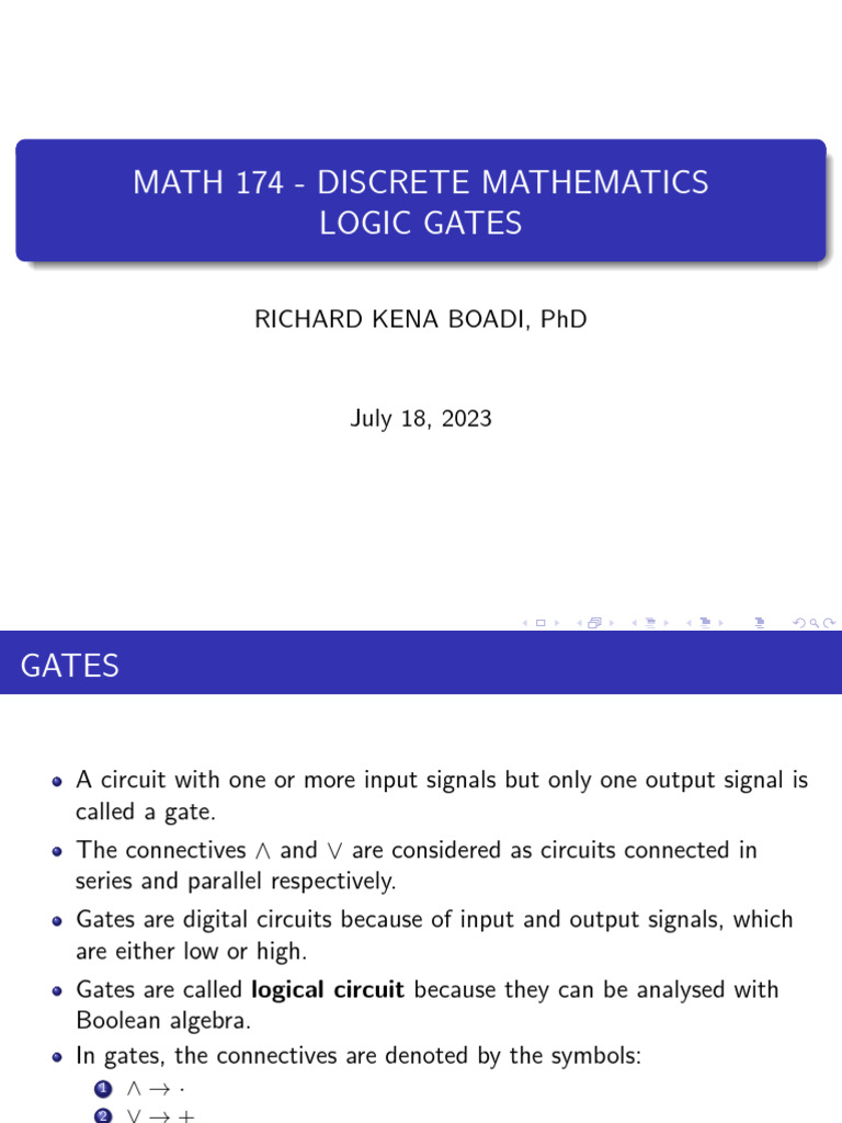 Discrete Mathematics: Logic Gates Explained | PDF | Logic Gate ...