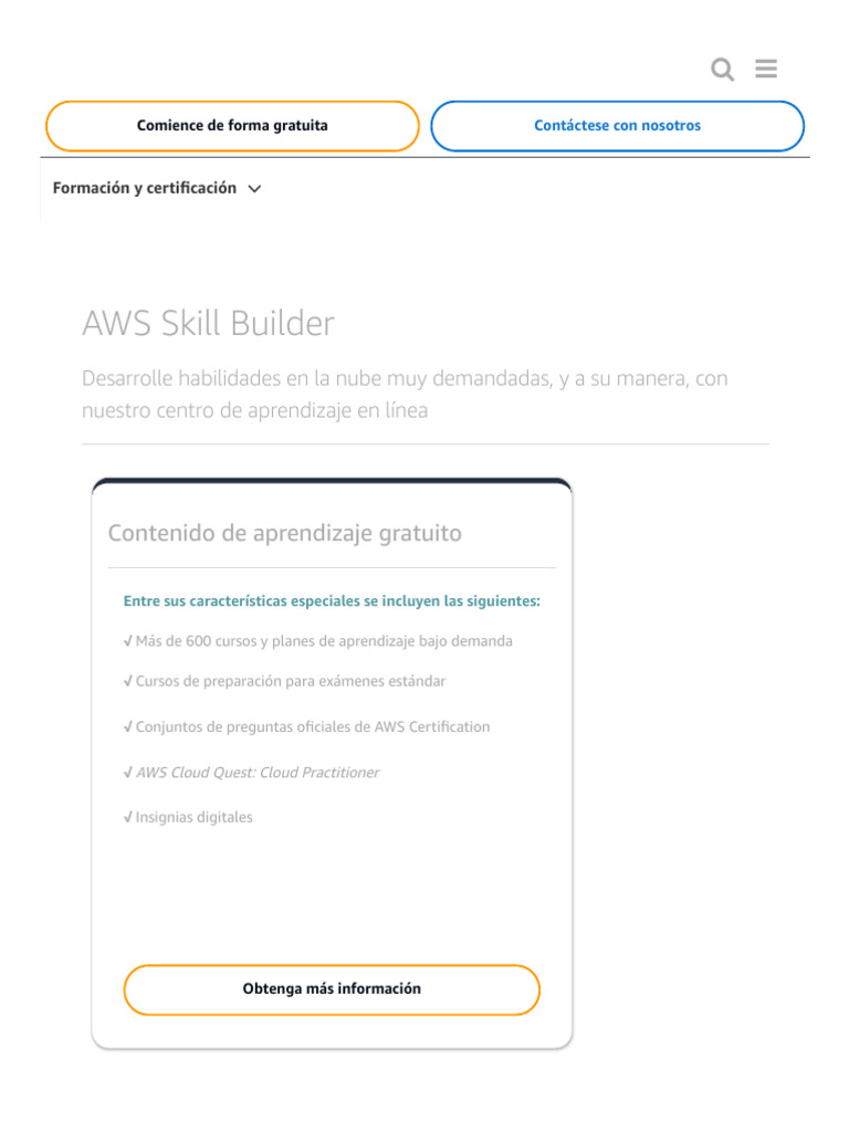 Aprender A Usar AWS en Línea Con AWS Skill Builder - Formación Técnica Digital - AWS | PDF ...