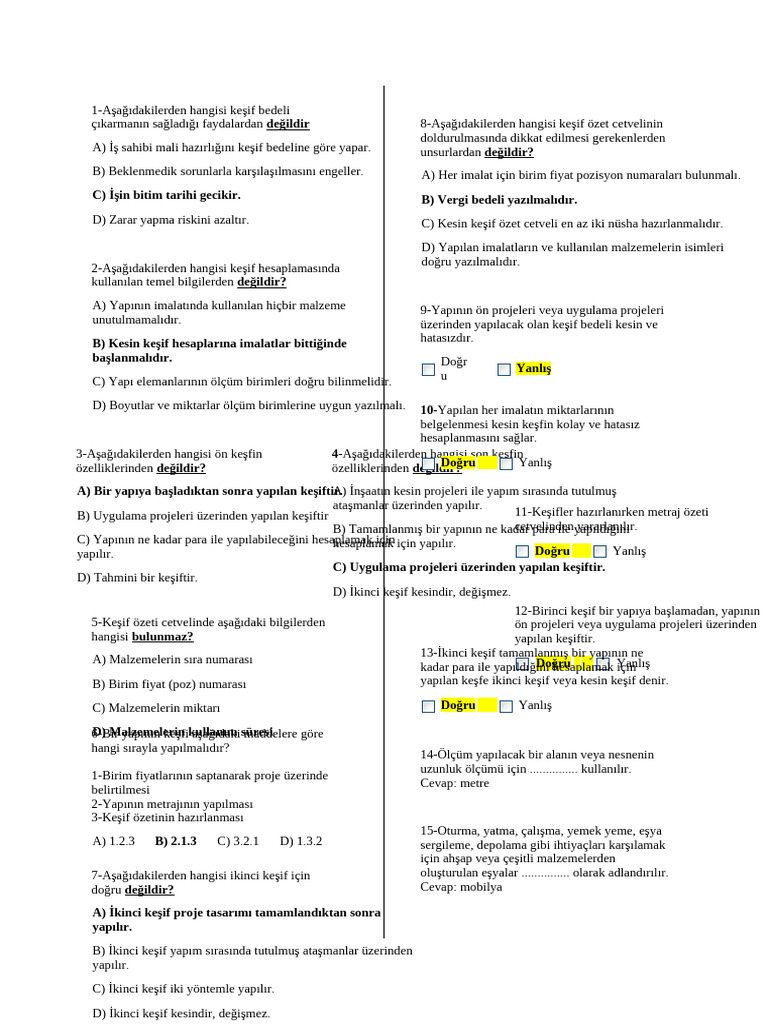 Keşif Metraj Hakediş | PDF