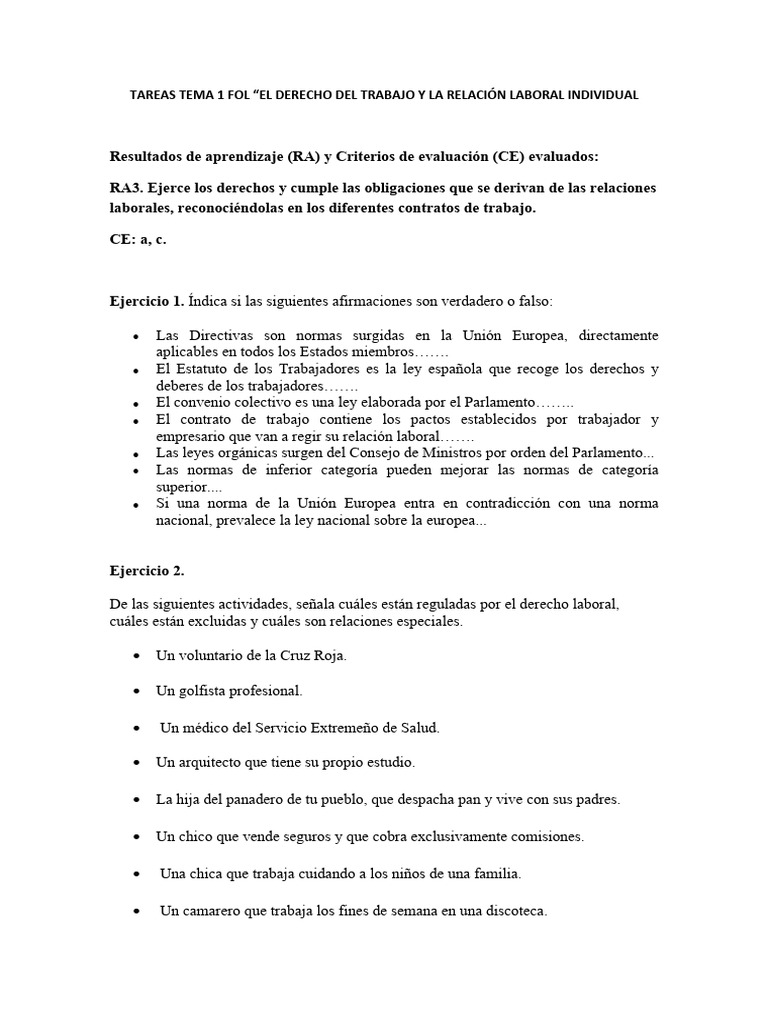FOL Tarea 1 | PDF | Derecho laboral | Justicia