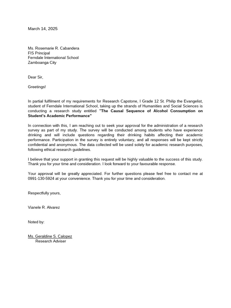 Example Letter For Research Survey Permission | PDF