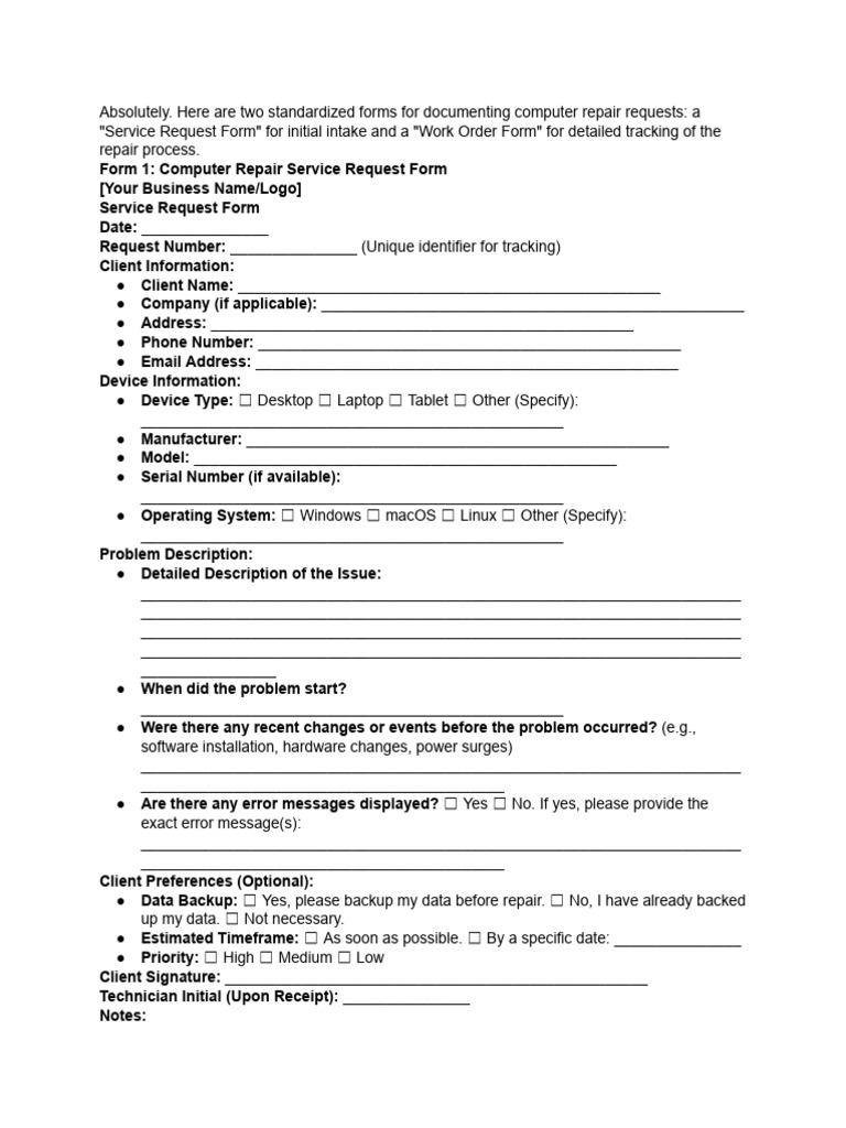 Create a Standardized Forms for Documenting Comput_. | PDF | Operating ...