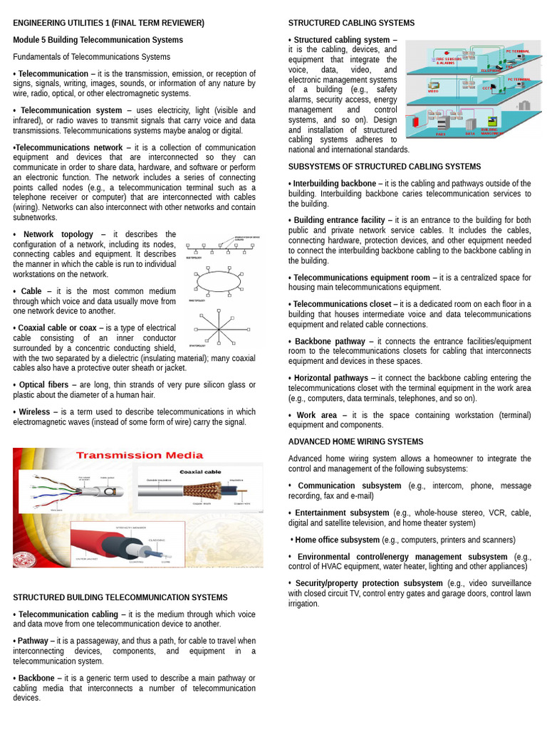 Engineering Utilities 1 Final Term Reviewer | PDF | Coaxial Cable ...