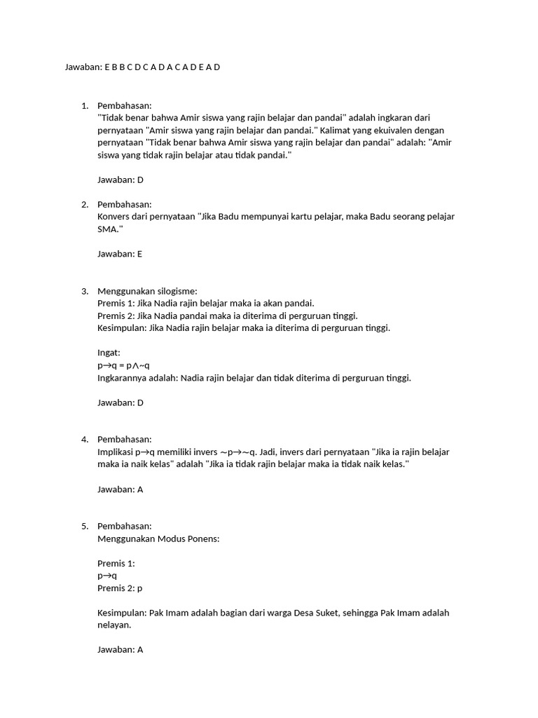 Pembahasan Silogisme | PDF