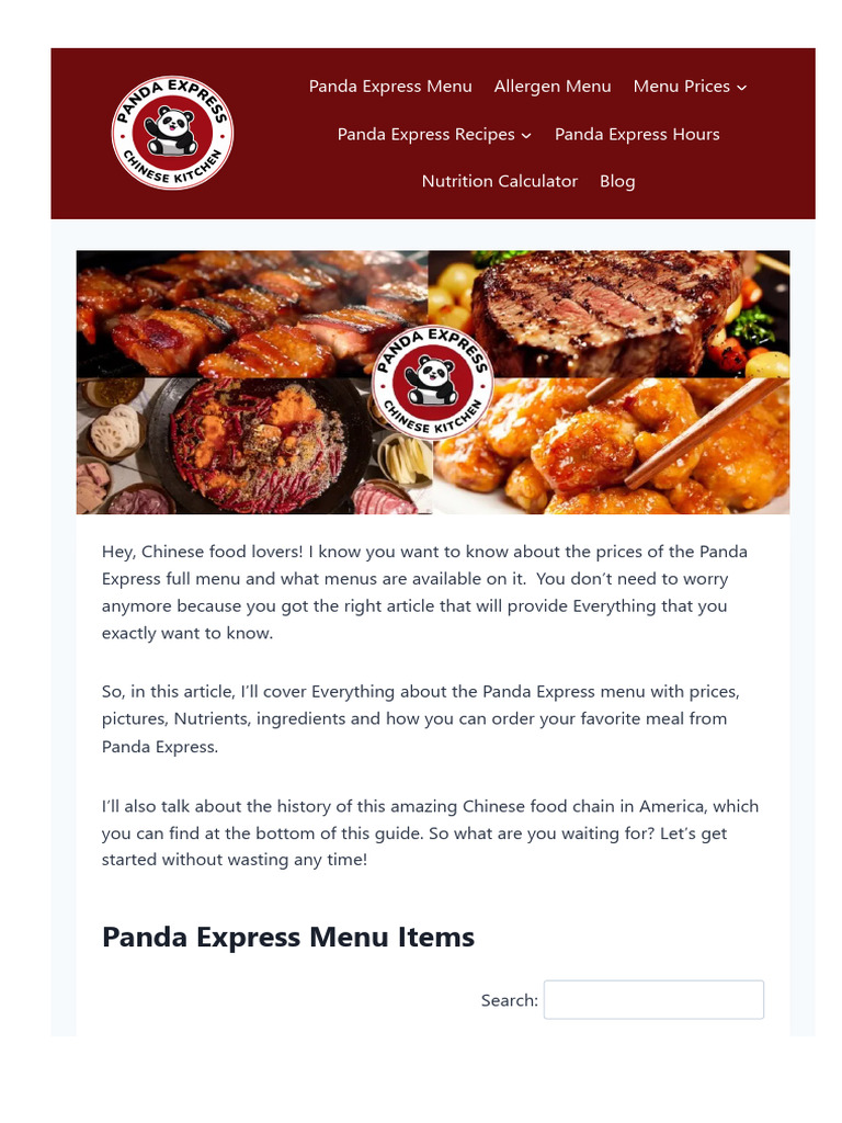 Panda Express Menu with Prices & Images | PDF | Cola | Drink