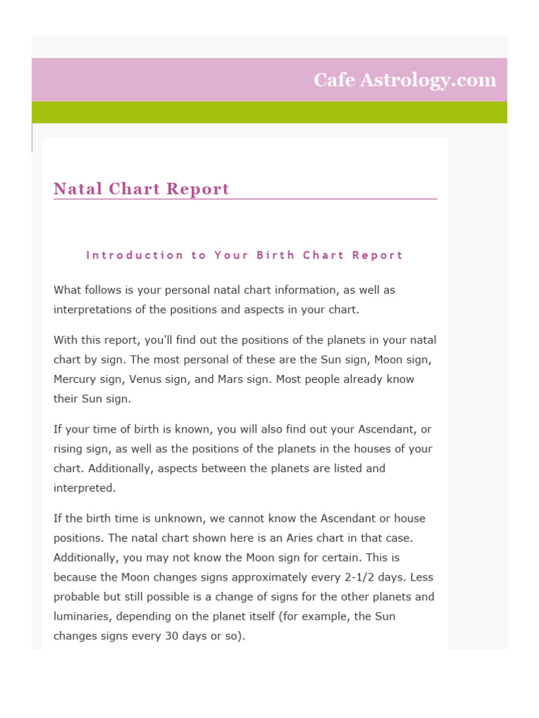 Athena Natal Chart Report | PDF | Planets In Astrology | Horoscope