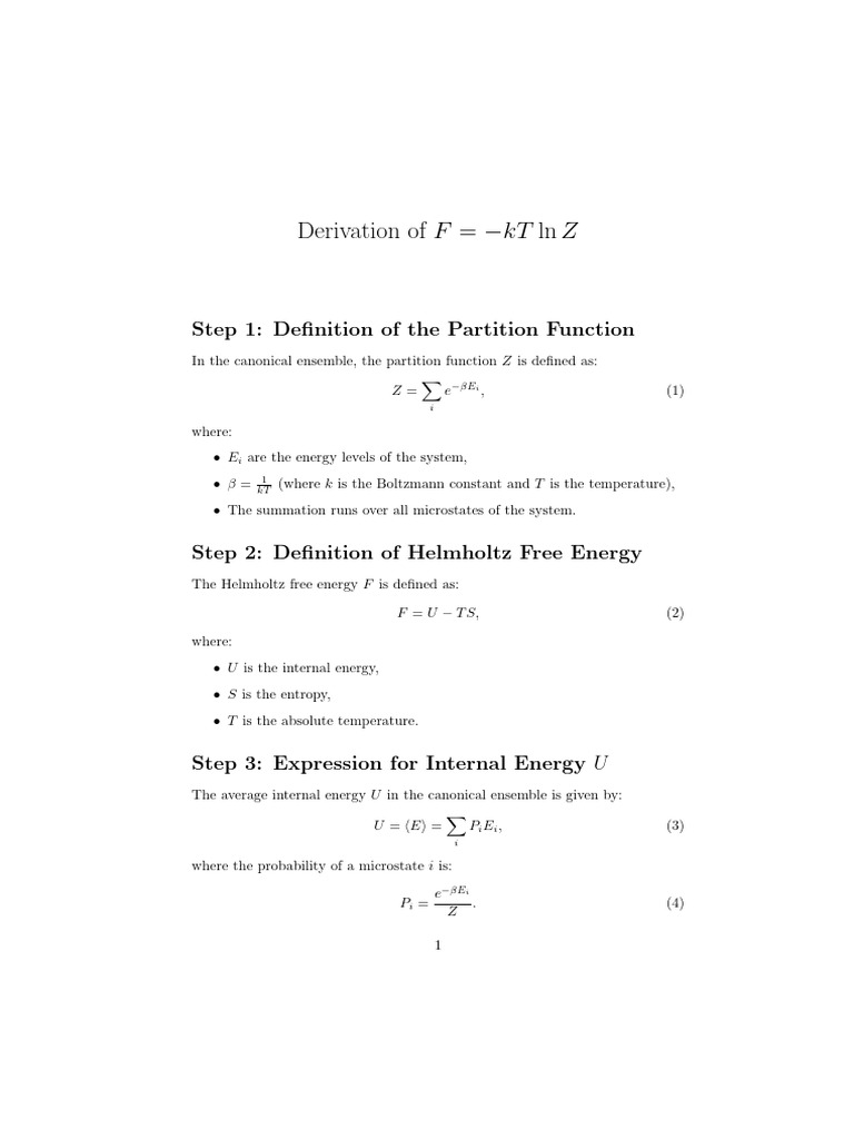 Helmholtz Free Energy Derivation | PDF | Quantity | Physical Chemistry
