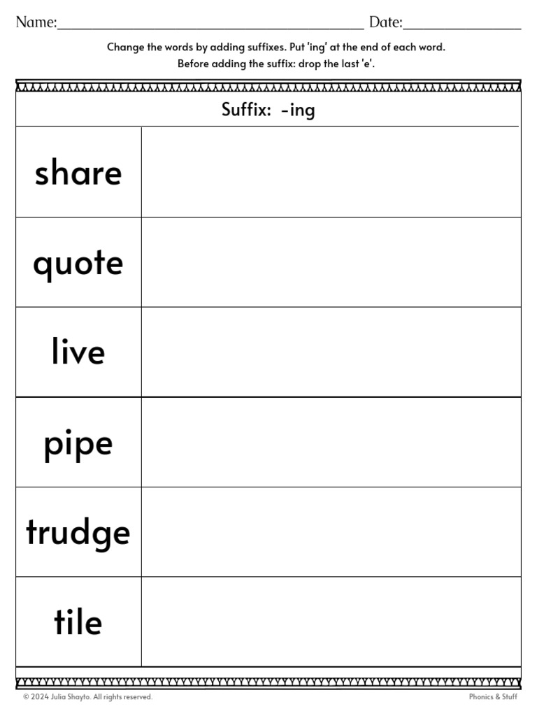 Phonics & Stuff - Single Suffix Rule | PDF