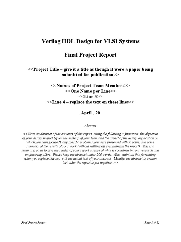 Project Report Template | PDF | Simulation | Vhdl