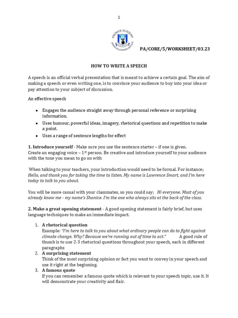 Effective Speech Writing Guide | PDF | Communication | Human Communication