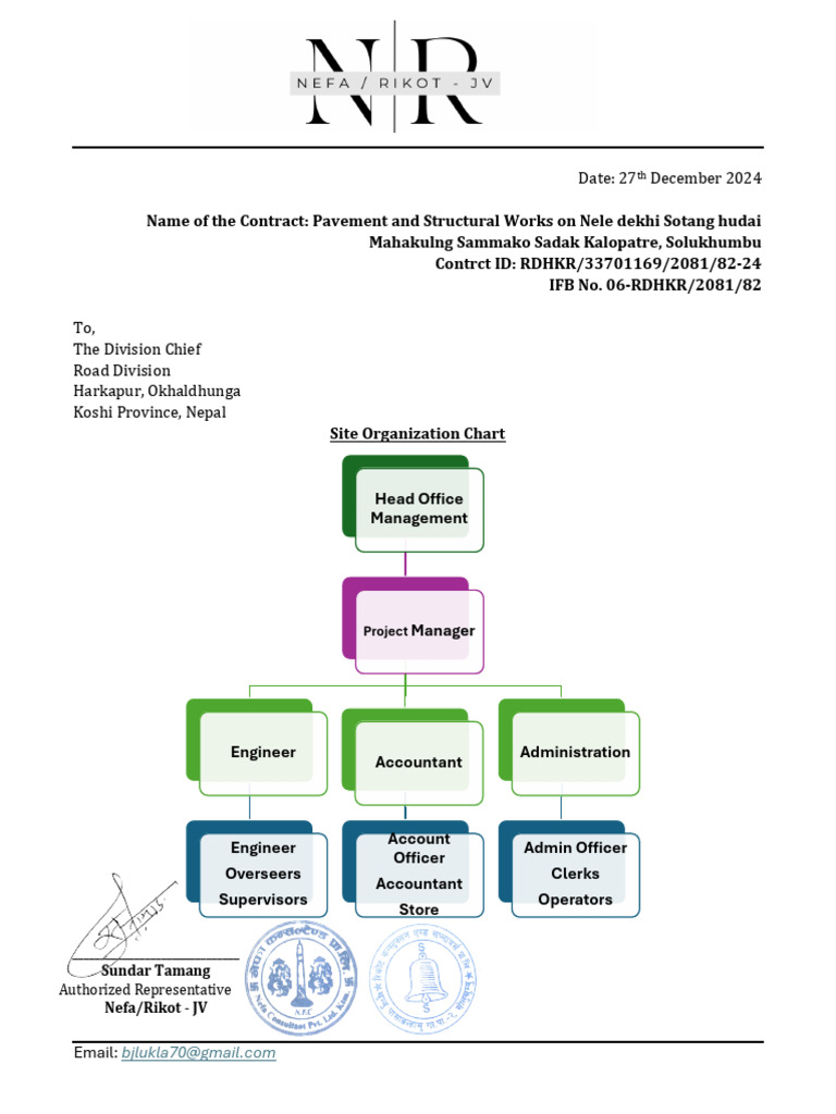 Site Organization Chart for Road Project | PDF