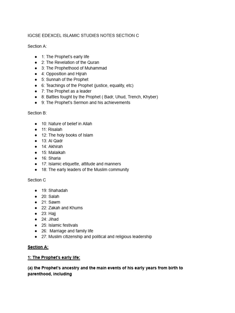 666d97efe8e9e Islamic Studies Notes Edexcel Igcse Olevel | PDF ...