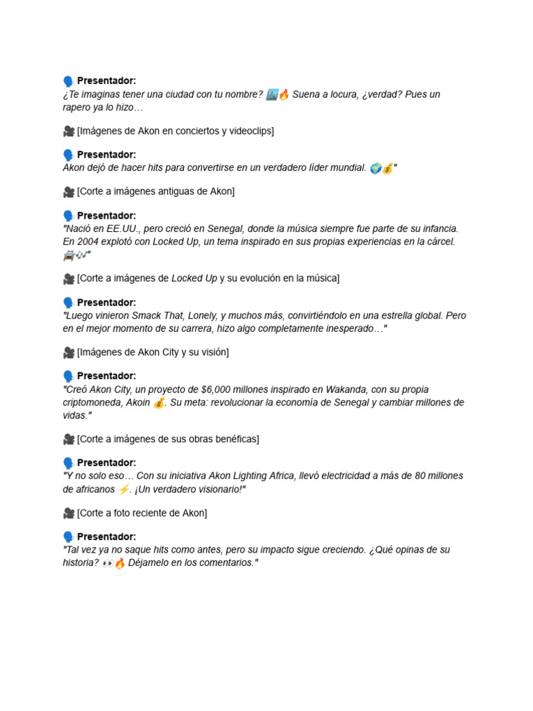 Guión Akon | PDF