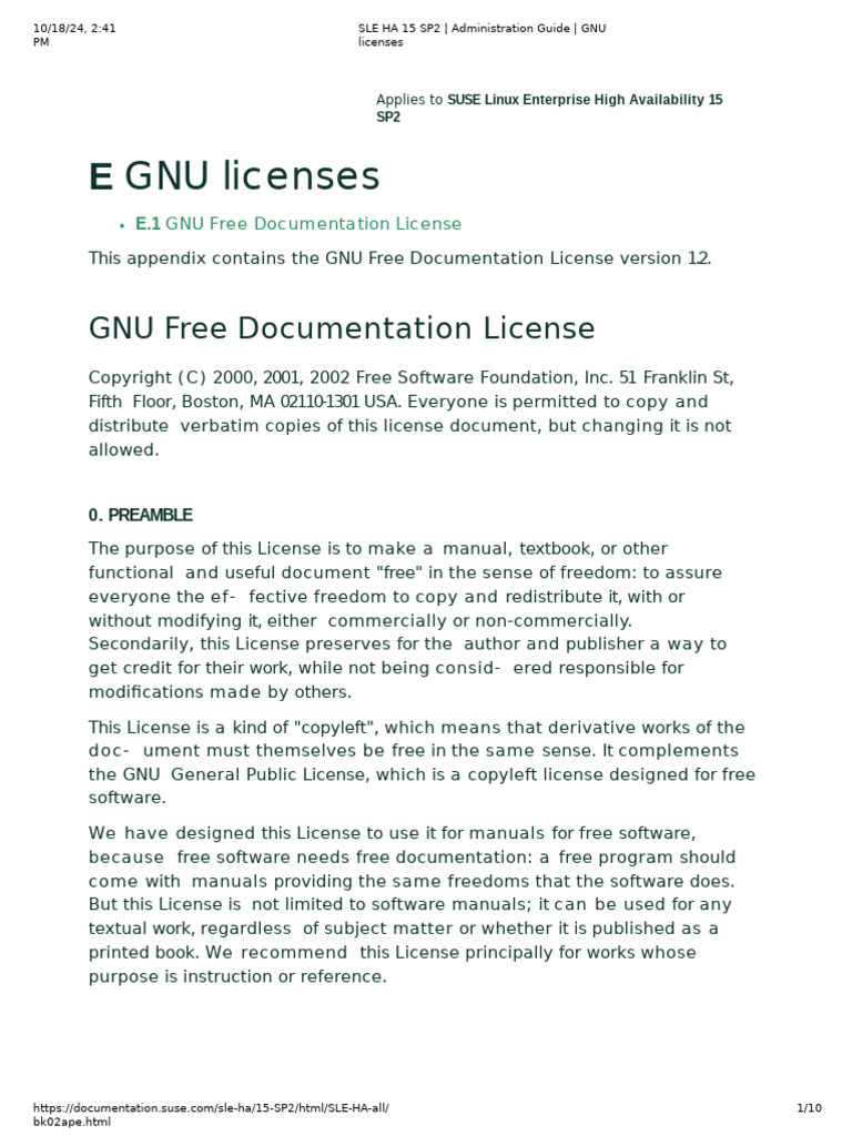 SLE HA 15 SP2 _ Administration Guide _ GNU Licenses | PDF | Free ...