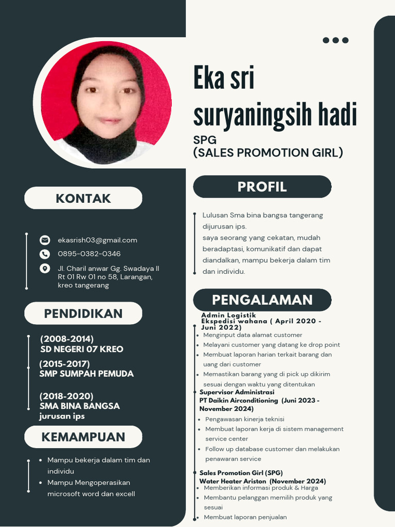 CV Lamaran Kerja Eka Sri Suryaningsih Hadi | PDF