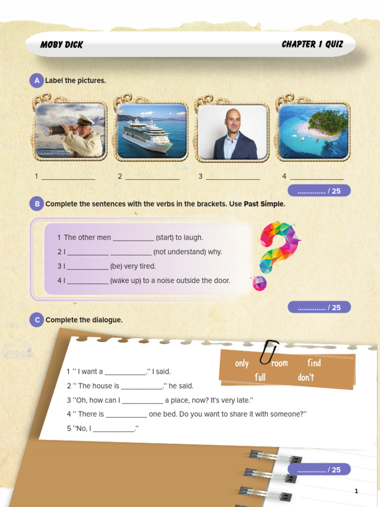 Moby Dick Quiz Level 1 CHAPTER 1 | PDF | Moby Dick | Whales
