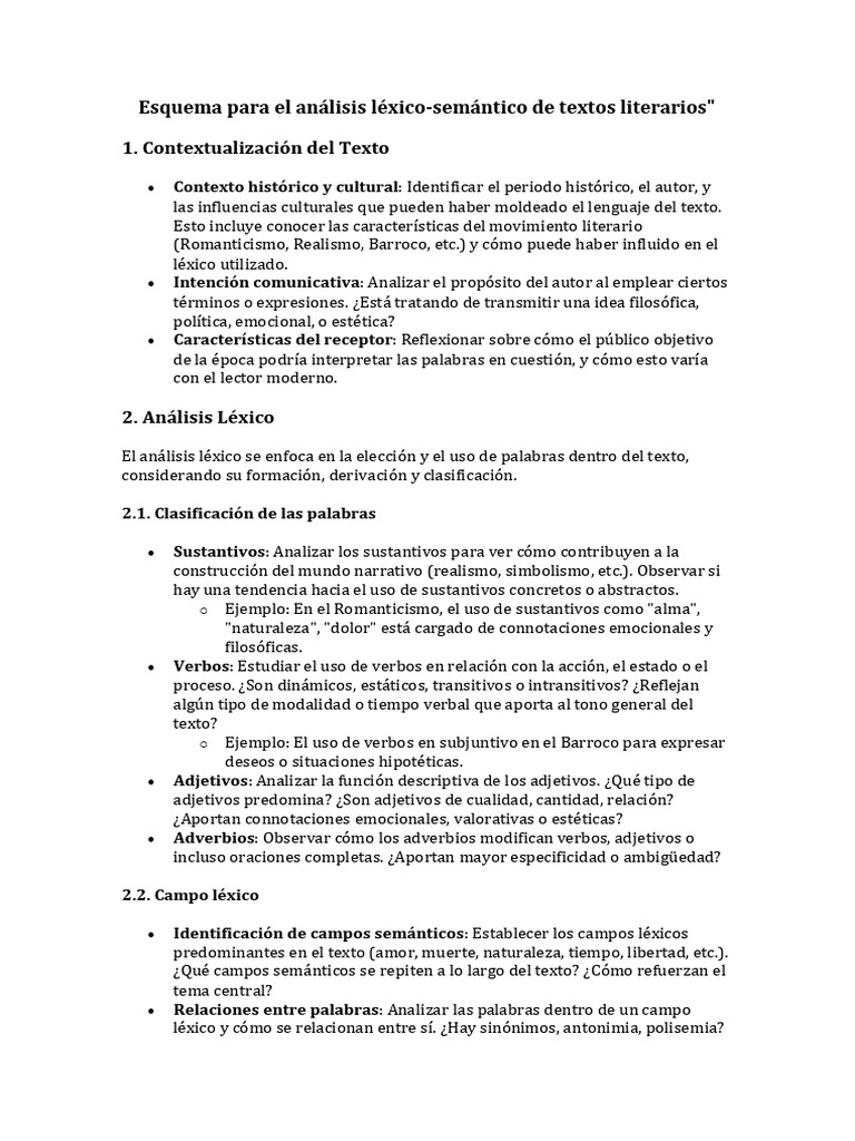 Esquema para El Análisis Léxico Semantico | PDF | Verbo | Léxico