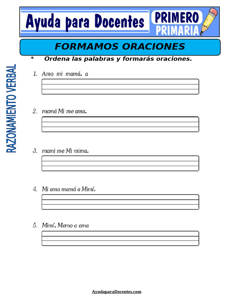 Formamos Oraciones para Primero de Primaria | PDF