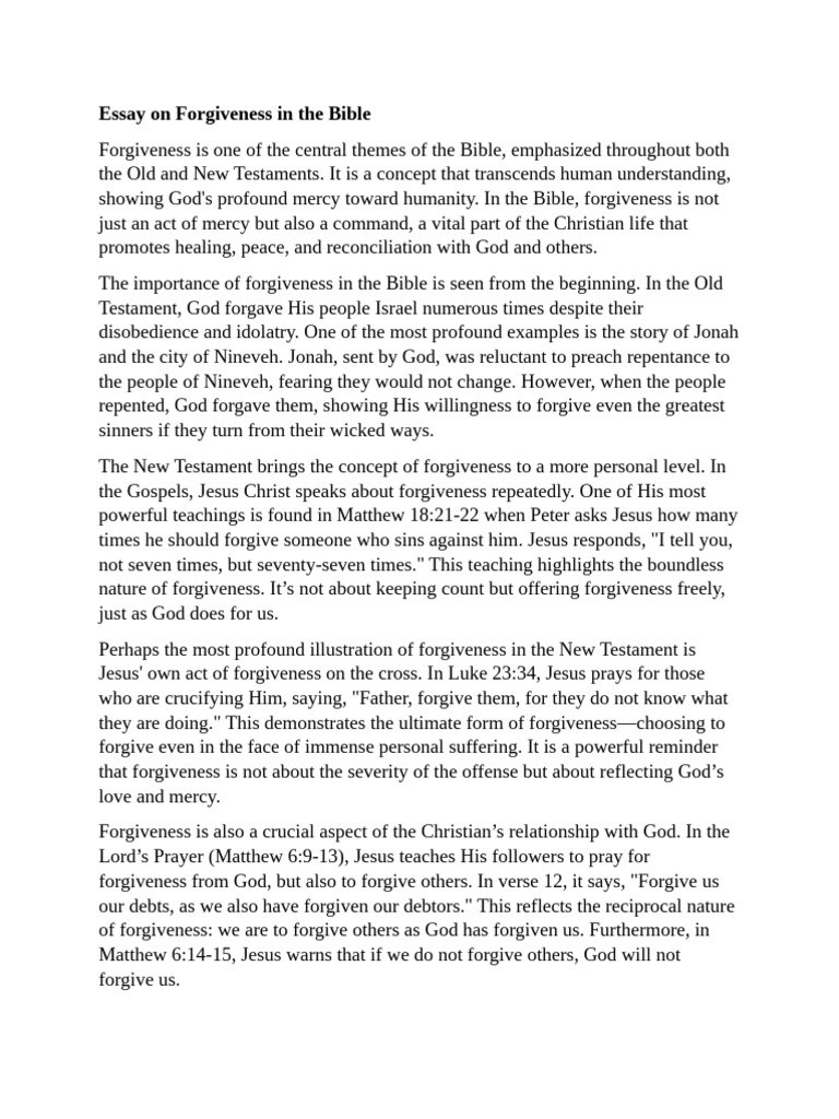 Essay On Forgiveness in The Bible | PDF | Forgiveness | Jesus