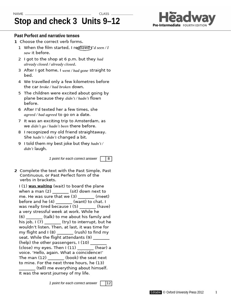Hwy Pre Int Stopcheck 3 | PDF | Cost Of Living | Perfect (Grammar)