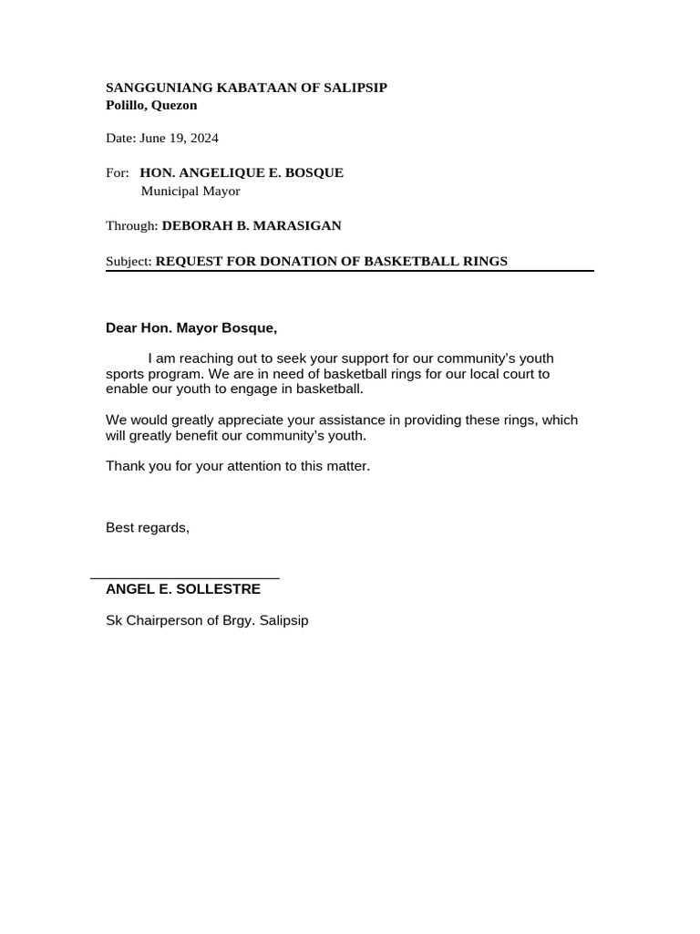 Letter of Request For Ring | PDF
