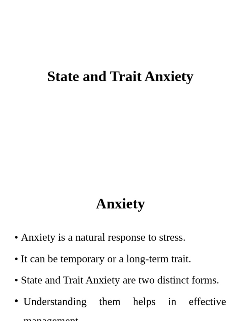 State and Trait Anxiety | PDF