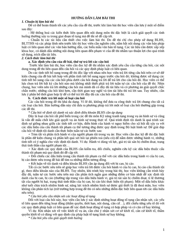 Huong Dan Lam Bai Thi Hinh Su | PDF