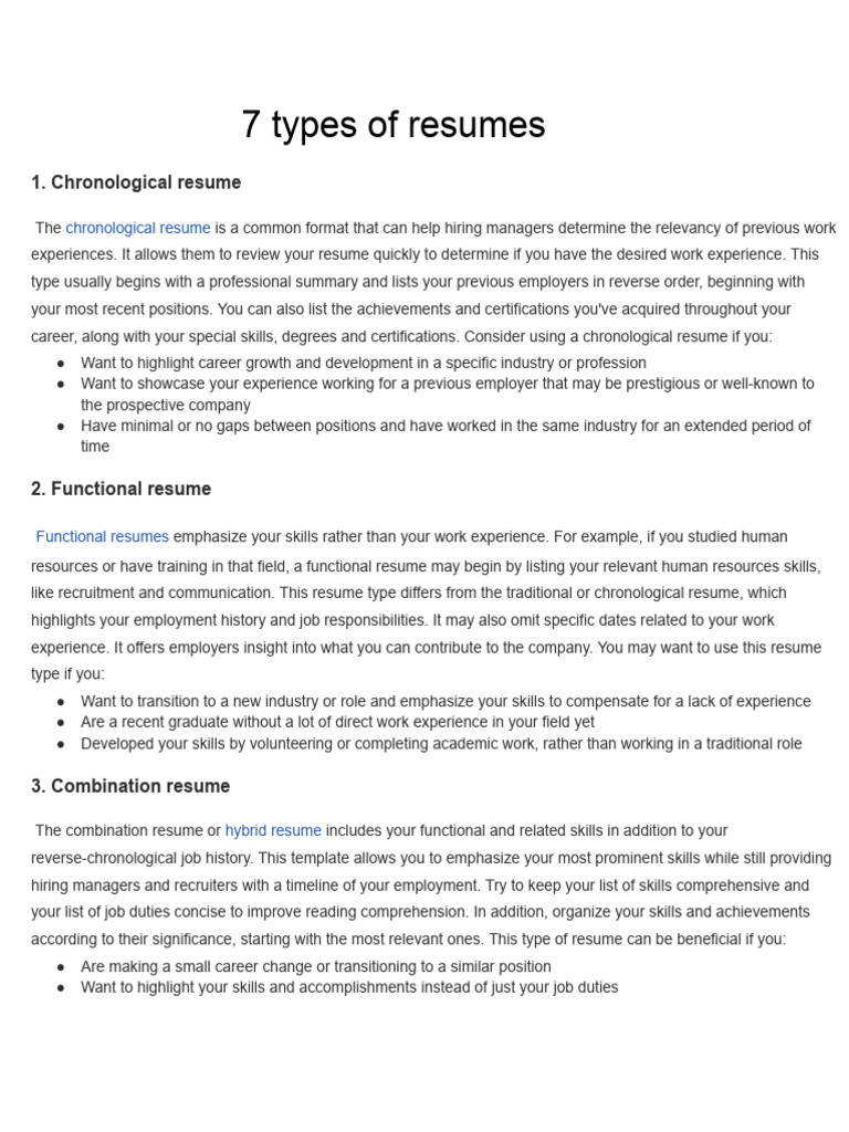 7 Types of Resumes | PDF | Résumé