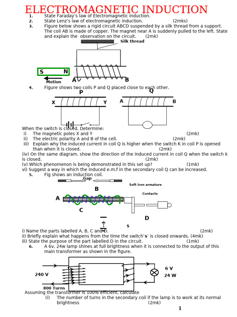 Electromagnetic Induction and Mains | PDF | Electromagnetic Induction ...