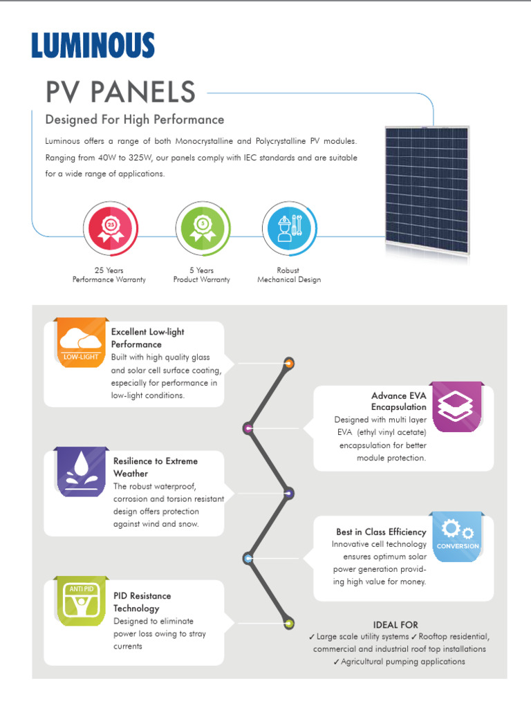 Luminous Solar Panel Catalog | PDF | Solar Panel | Photovoltaics