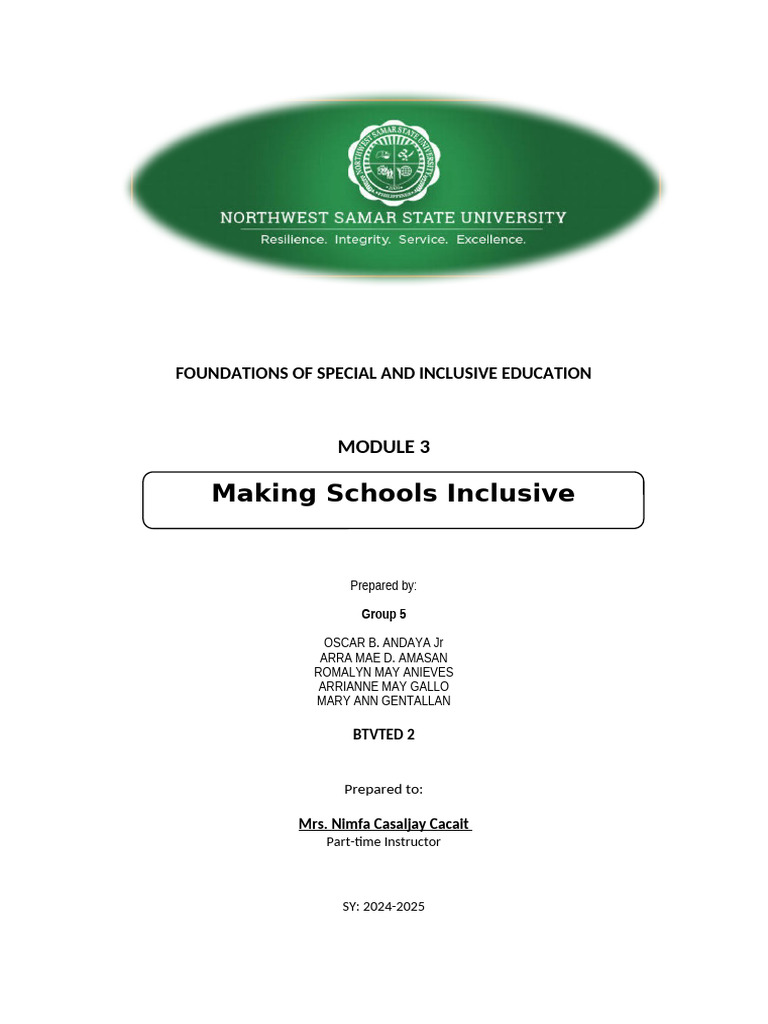 Chapter-3-Making-Schools-Inclusive Module1 | PDF | Individualized Education Program | Special ...