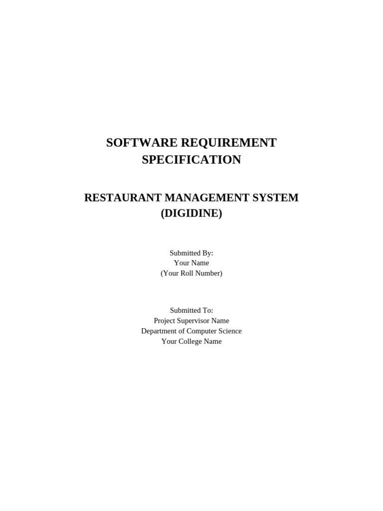SRS Restaurant Management System | PDF