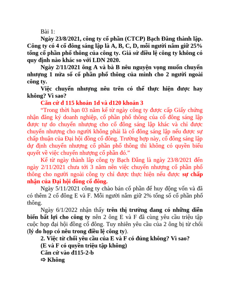 Bài tập CTCP 1 | PDF