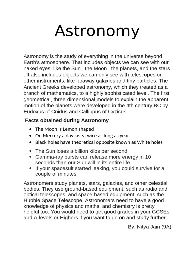 Introduction to Astronomy Basics | PDF
