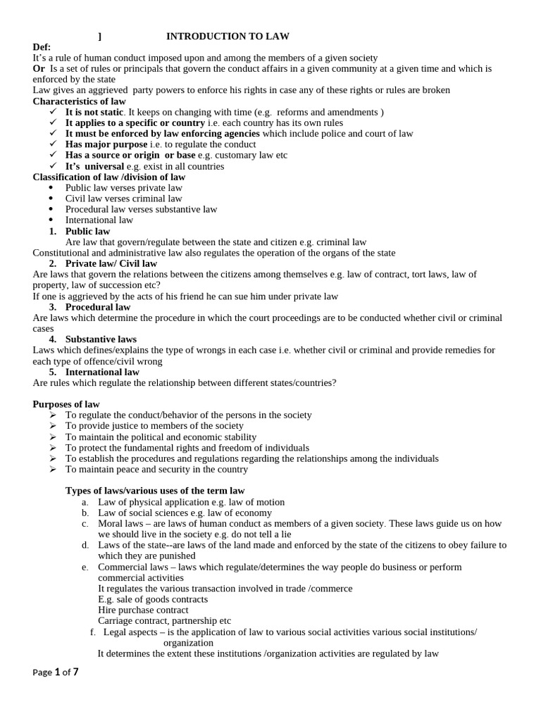 INTRODUCTION TO LAW | PDF | Precedent | Bill (Law)