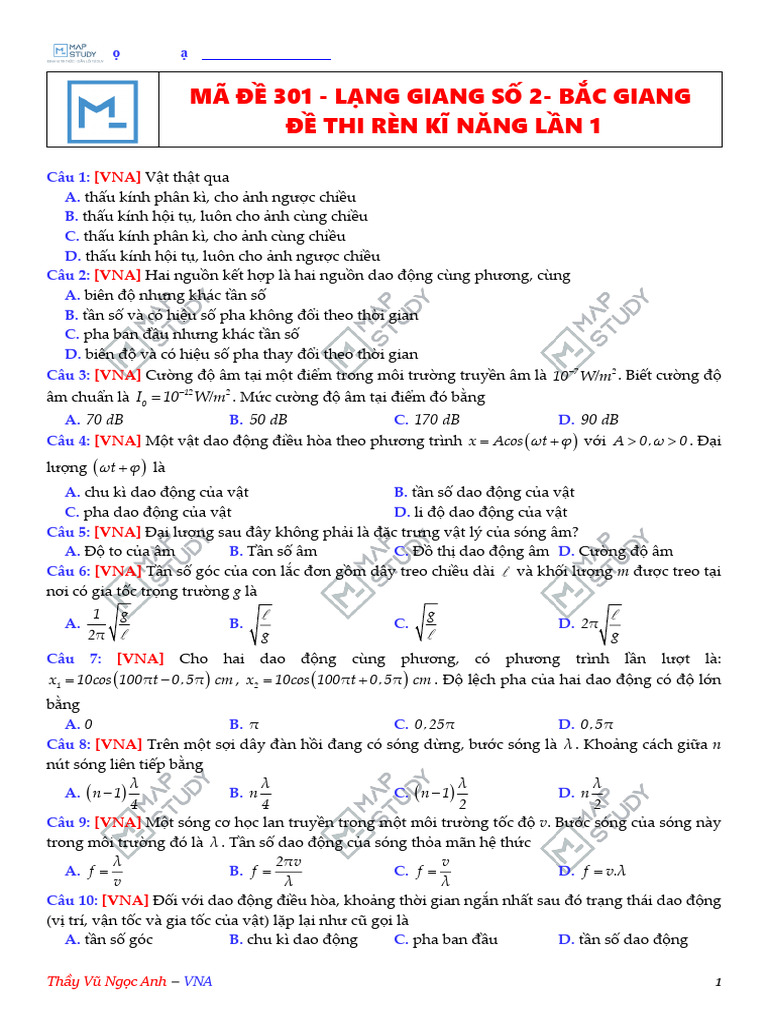 09 - Láº¡ng Giang 2 - Báº C Giang - KSCL | PDF