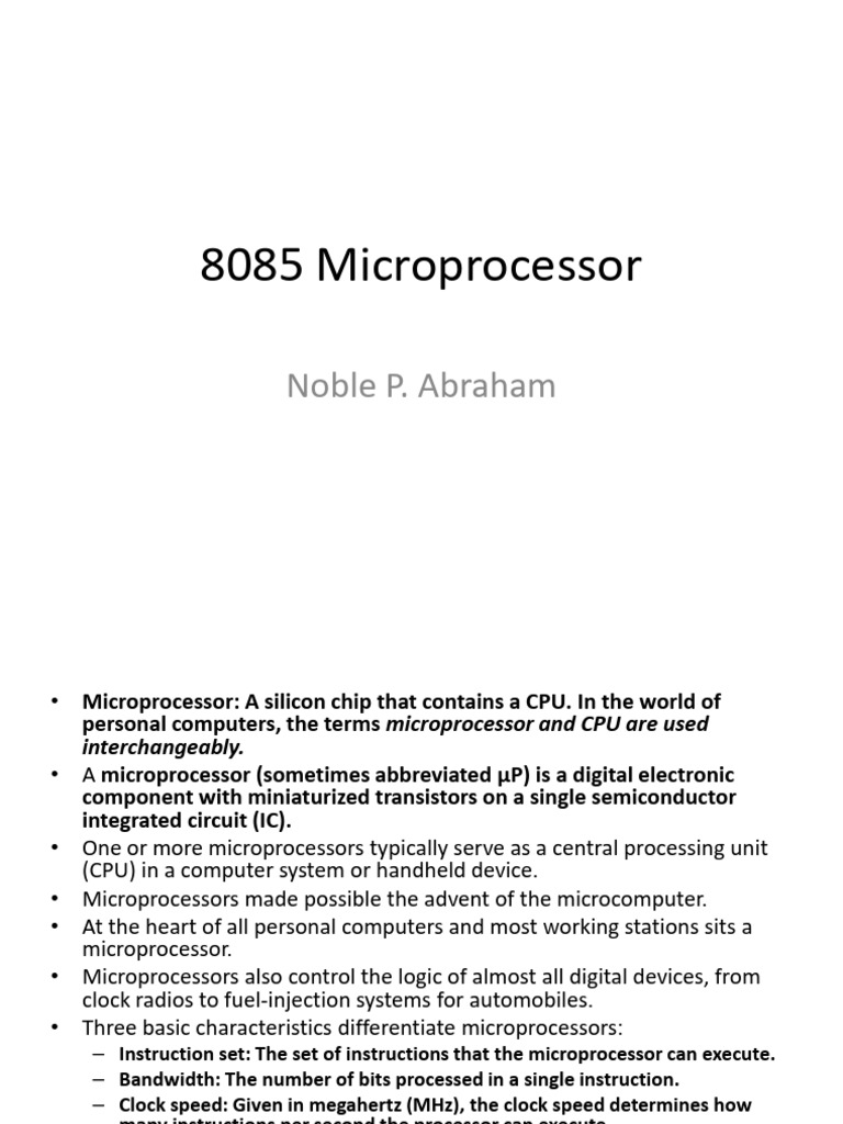 8085 Microprocessor Noble | PDF | Central Processing Unit | Microprocessor