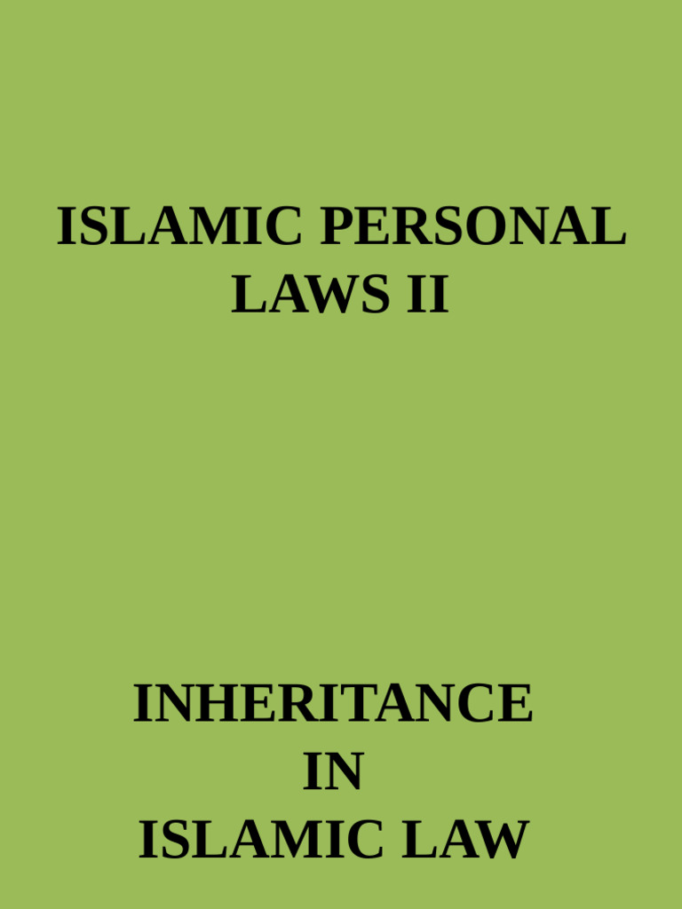Isl PL II Lect 2 Quran Inherts 03022025 123901pm | PDF | Inheritance | Hadith